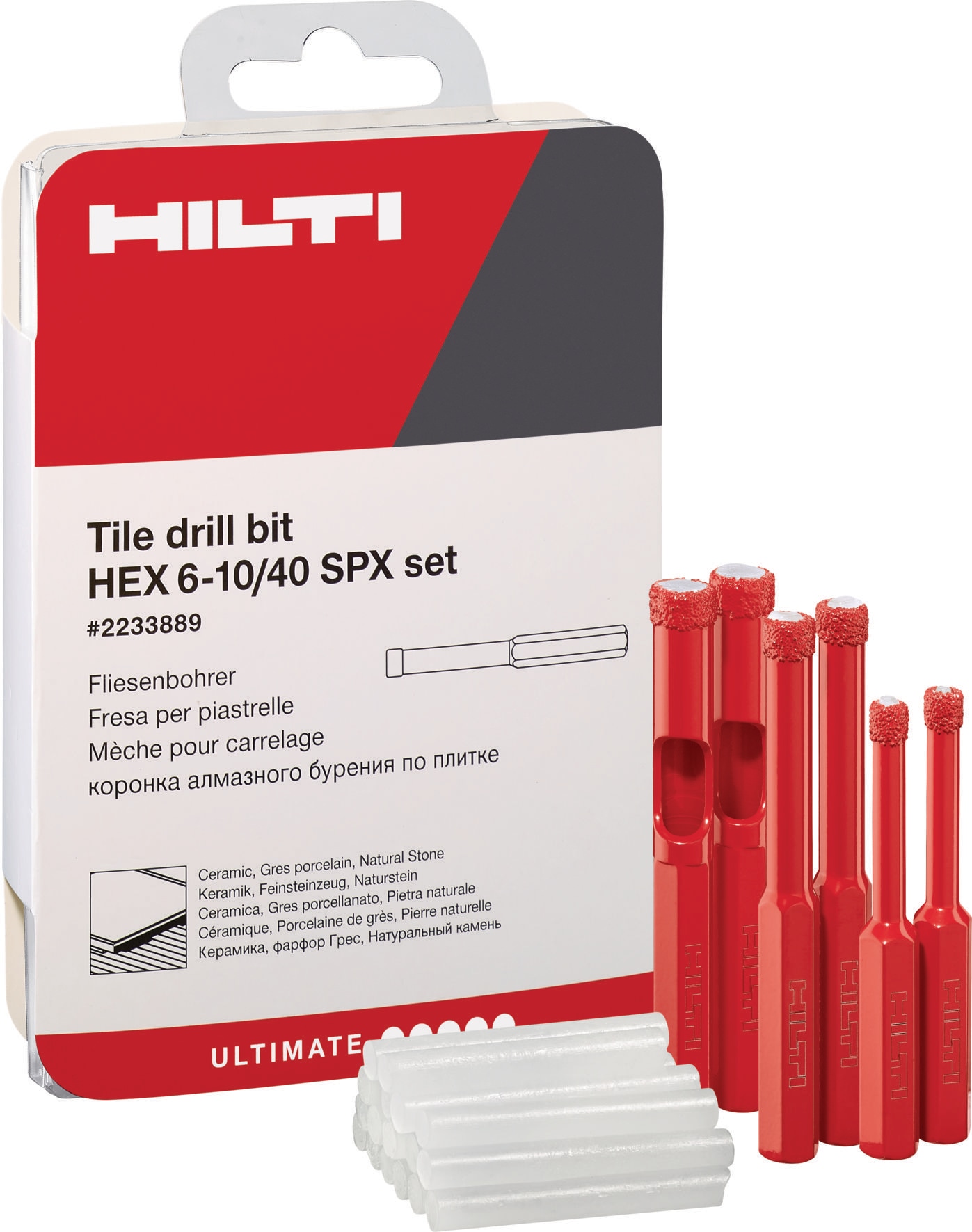 Tile drill bit HEX 6-10/40 SPX set - Metal, wood and other material ...